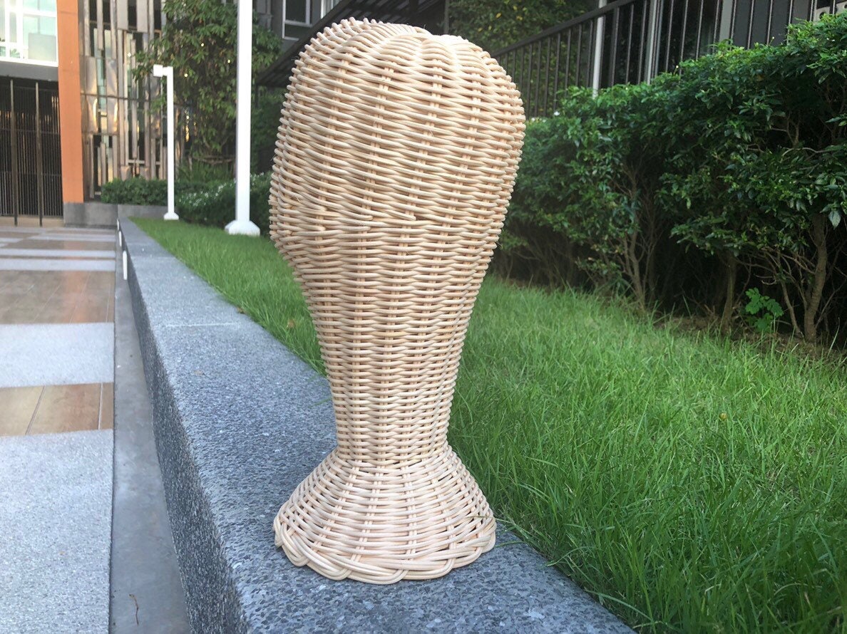 Mannequin Head Wicker Rattan Head Wig Stand Handcraft Antique - Etsy