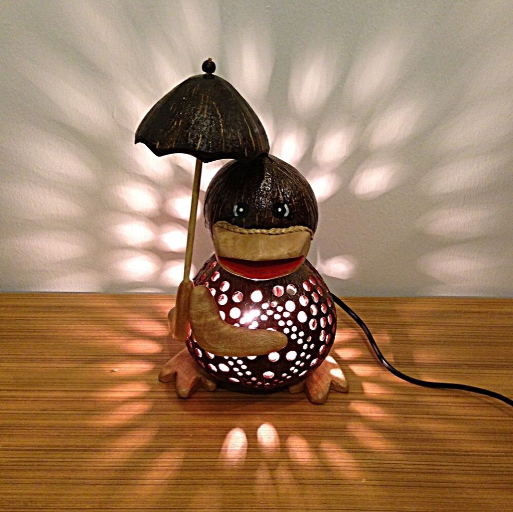 Lamp Duck Coconut Shell Wood Lamp Handmade Wooden Crafts | Etsy