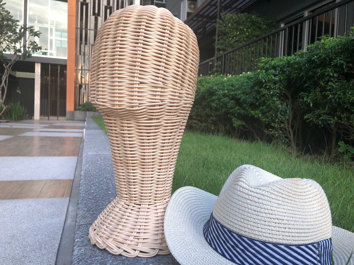 Mannequin Head Wicker Rattan Head Wig Stand Handcraft Antique - Etsy