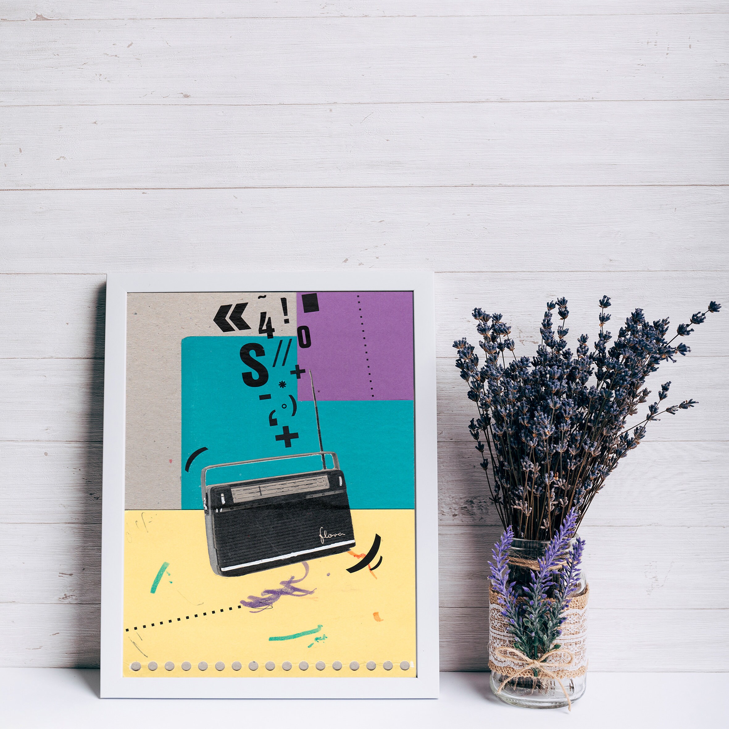 Vintage Radio Playing Music, Collage Art Typography, Old School Songs ...