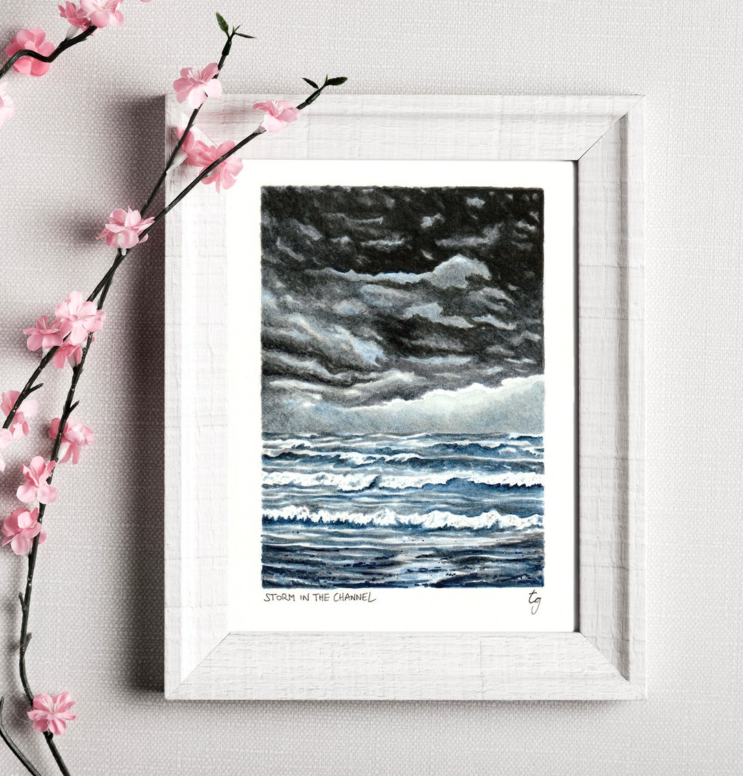 Seascape, Waves and Storms in the English Channel, Normandy, Felt Pen ...