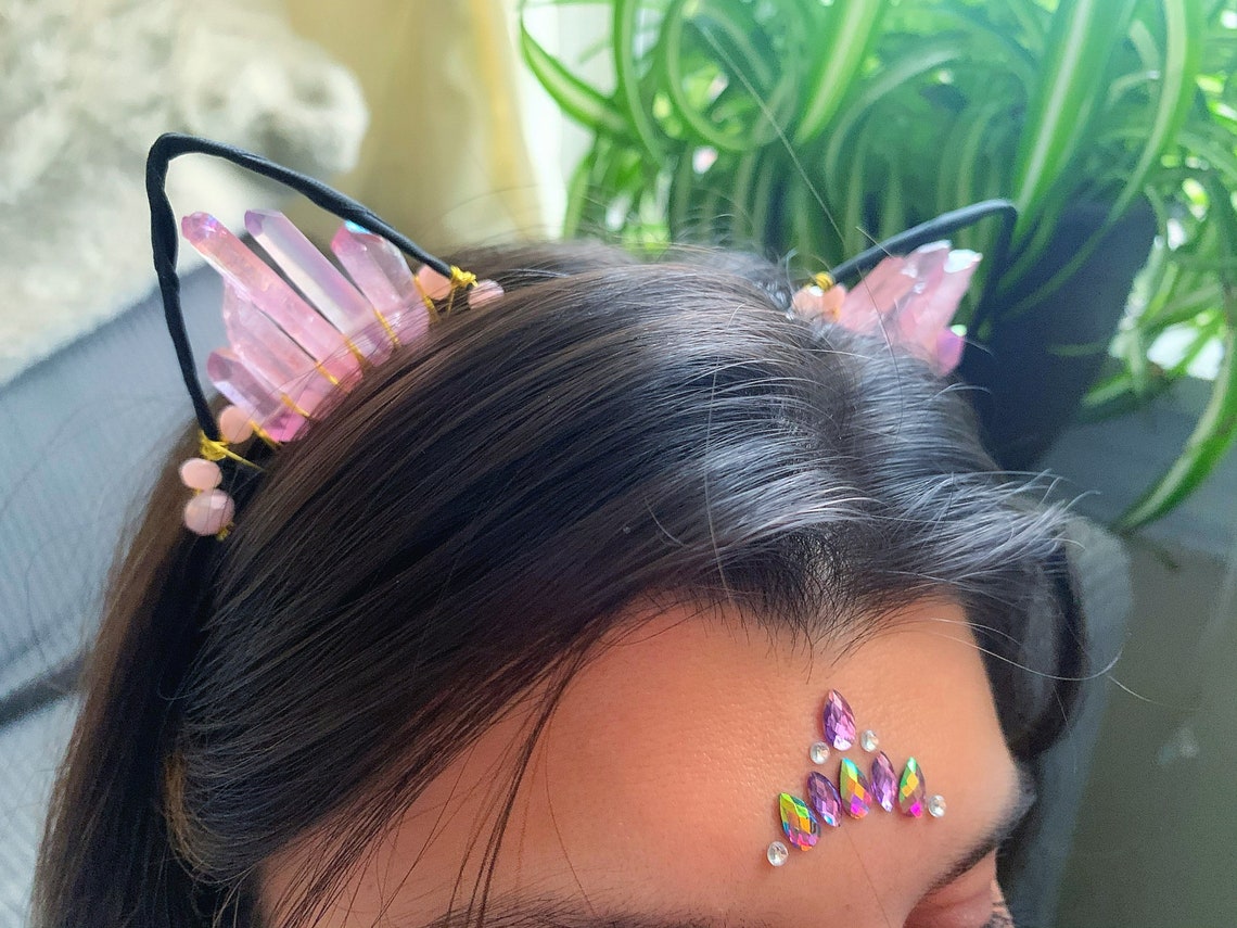 Cat Ears Headband Rave Ears Crystal Cat Ears Kitty - Etsy