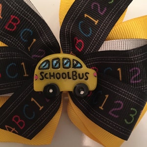 Back to School Bow School Bus Bow ABC Hair Bow School Hair Bow Yellow ...
