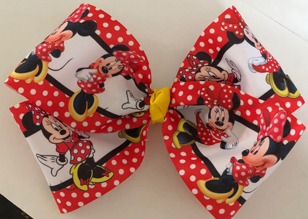 Large Minnie Mouse Hair Bow Large Minnie Bow Disney Hair Bow Red Polka ...