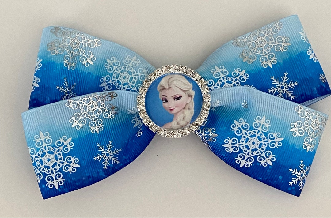 Simple and Elegant Elsa Bow With Silver Foil Snowflake Ribbon ...
