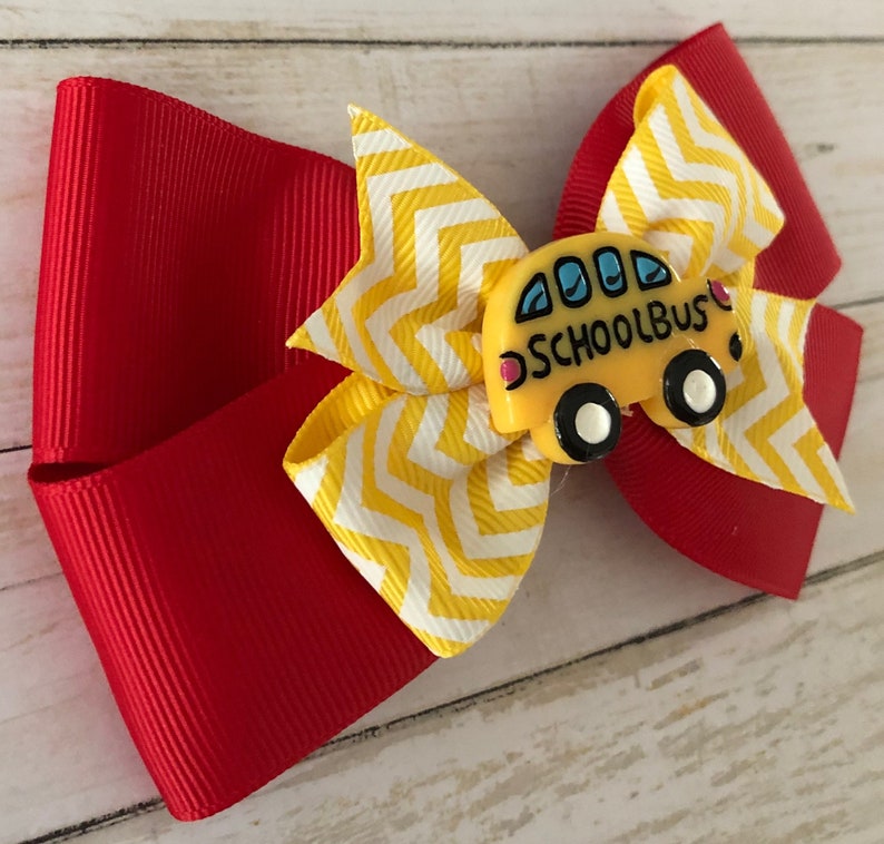 School Bus Bow Back to School Bow Red and Yellow School Bow - Etsy