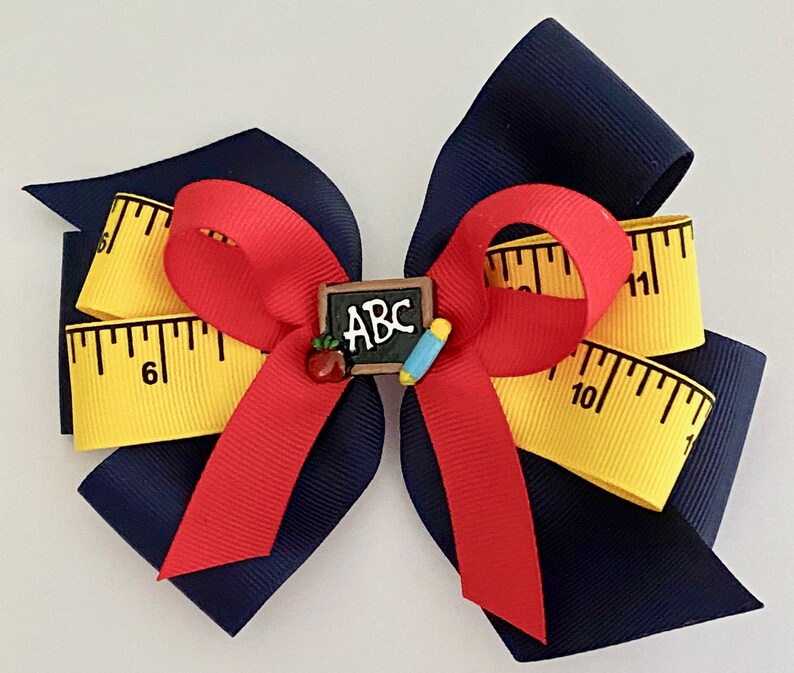 School Days Hair Bow Back to School Bow School Bus Bow Ruler - Etsy