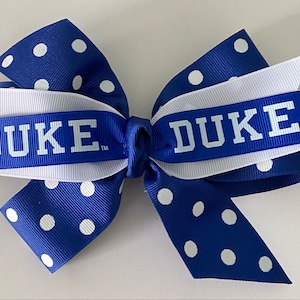 Duke Hair Bow Polka Dot Duke Bow With Duke Logo Duke Blue and White ...