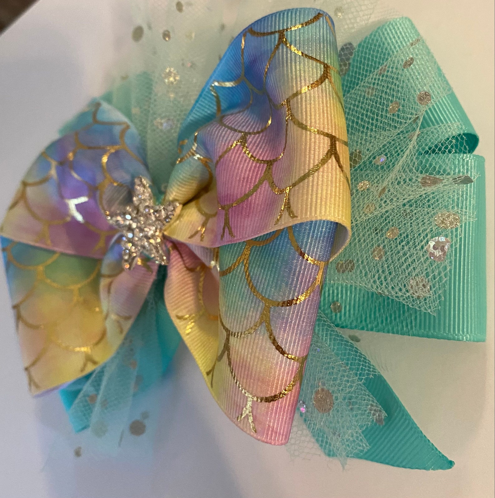 Jumbo Little Mermaid Bow Jumbo Mermaid Bow With Glittery Tulle Mermaid ...