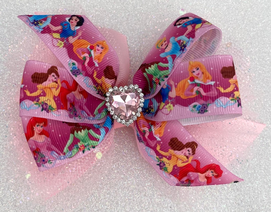 Princess Collection Hair Bow Pink Princess Bow With Sparkly Tulle ...