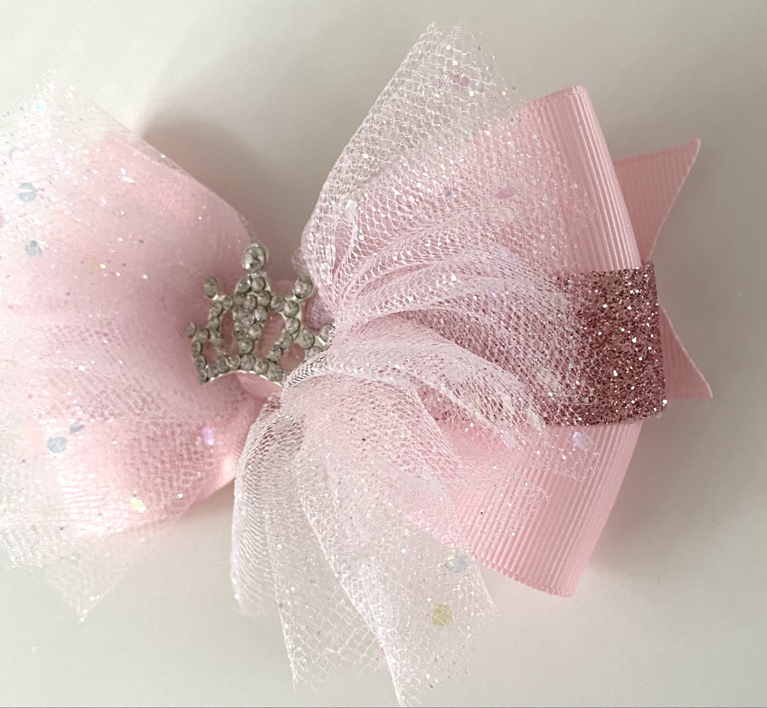 Pink Princess Bow Sparkly Pink Princess Bow With Tiara - Etsy