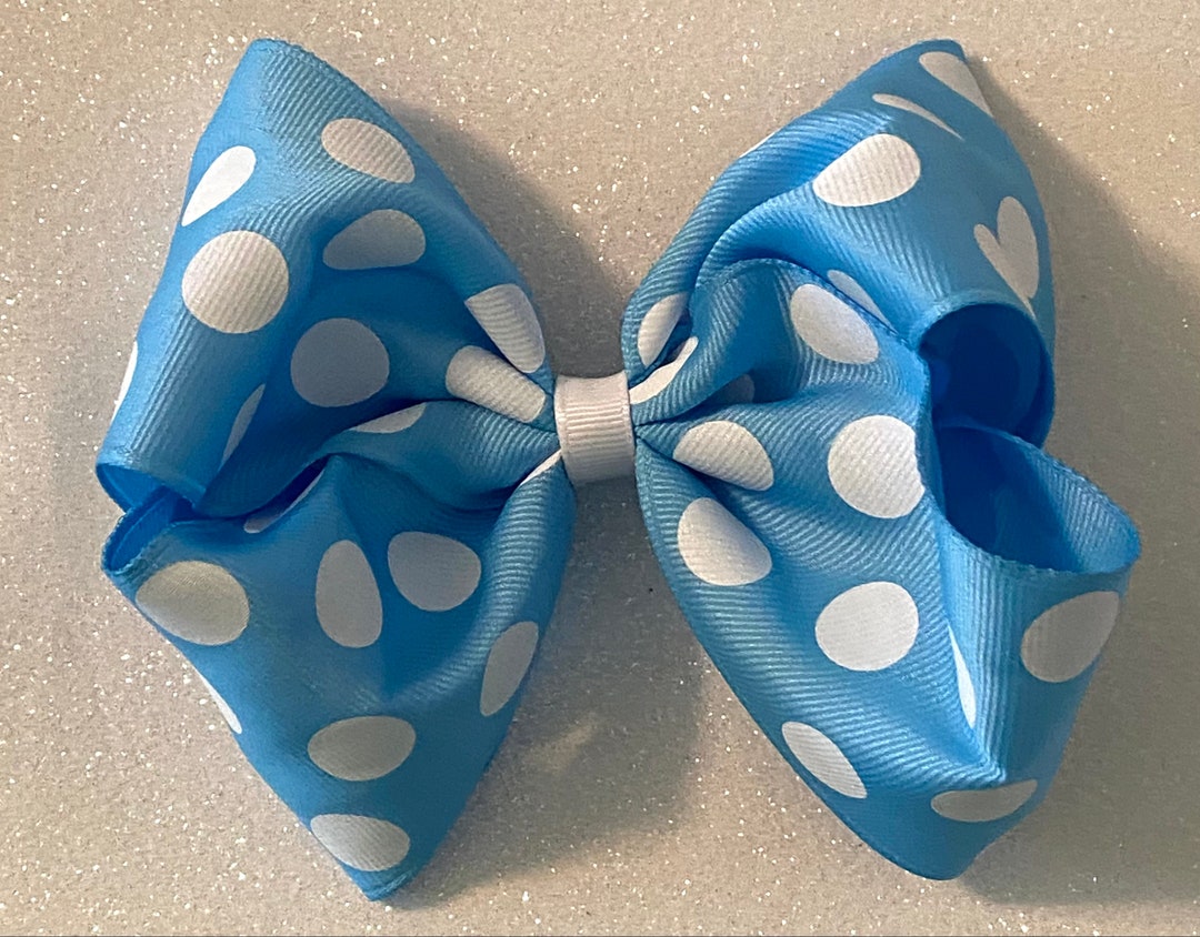 Light Blue and White Polka Dot Bow UNC Hair Bow Tarheels Bow Carolina ...