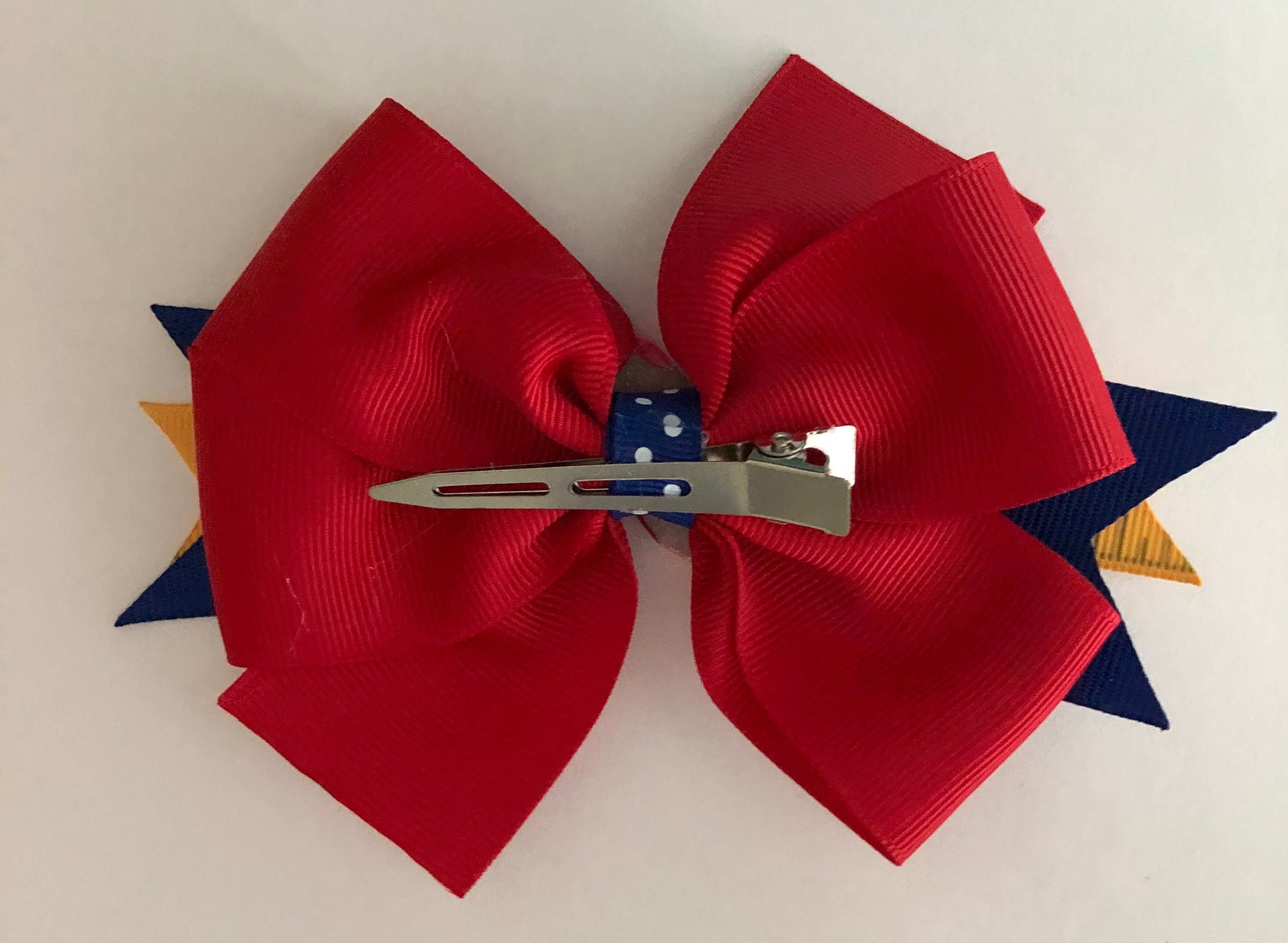 Back to School Bow Red and Royal Blue School Bow With Ruler Ribbon ...