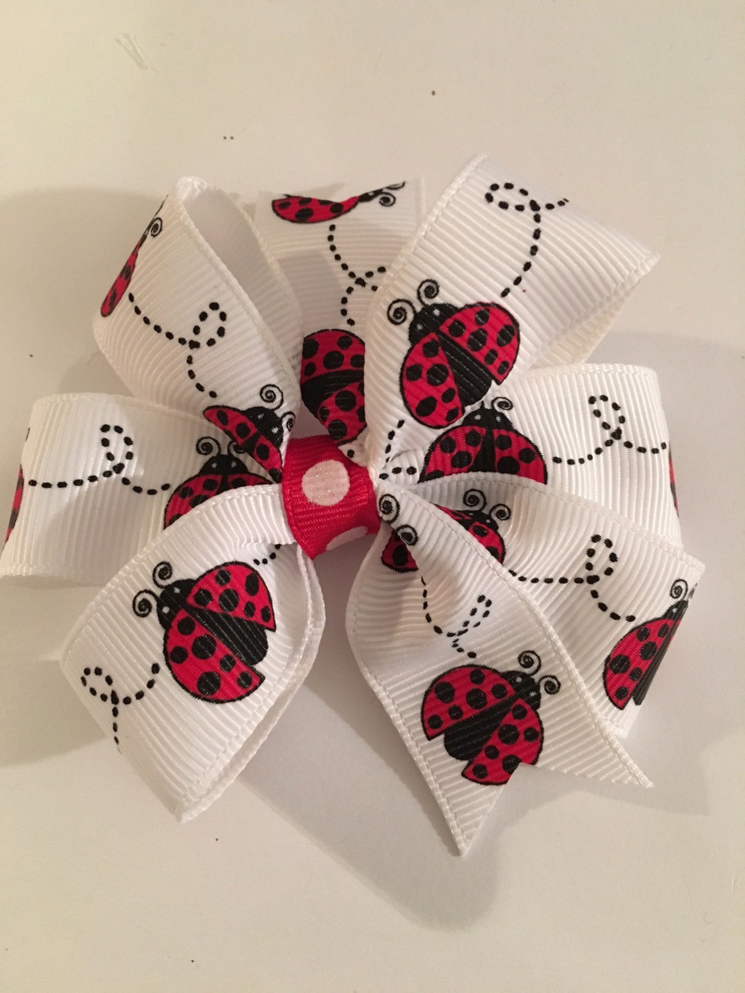 Small Lady Bug Hair Bow Lady Bug Bow Black Red White Lady Bug Bow Red ...