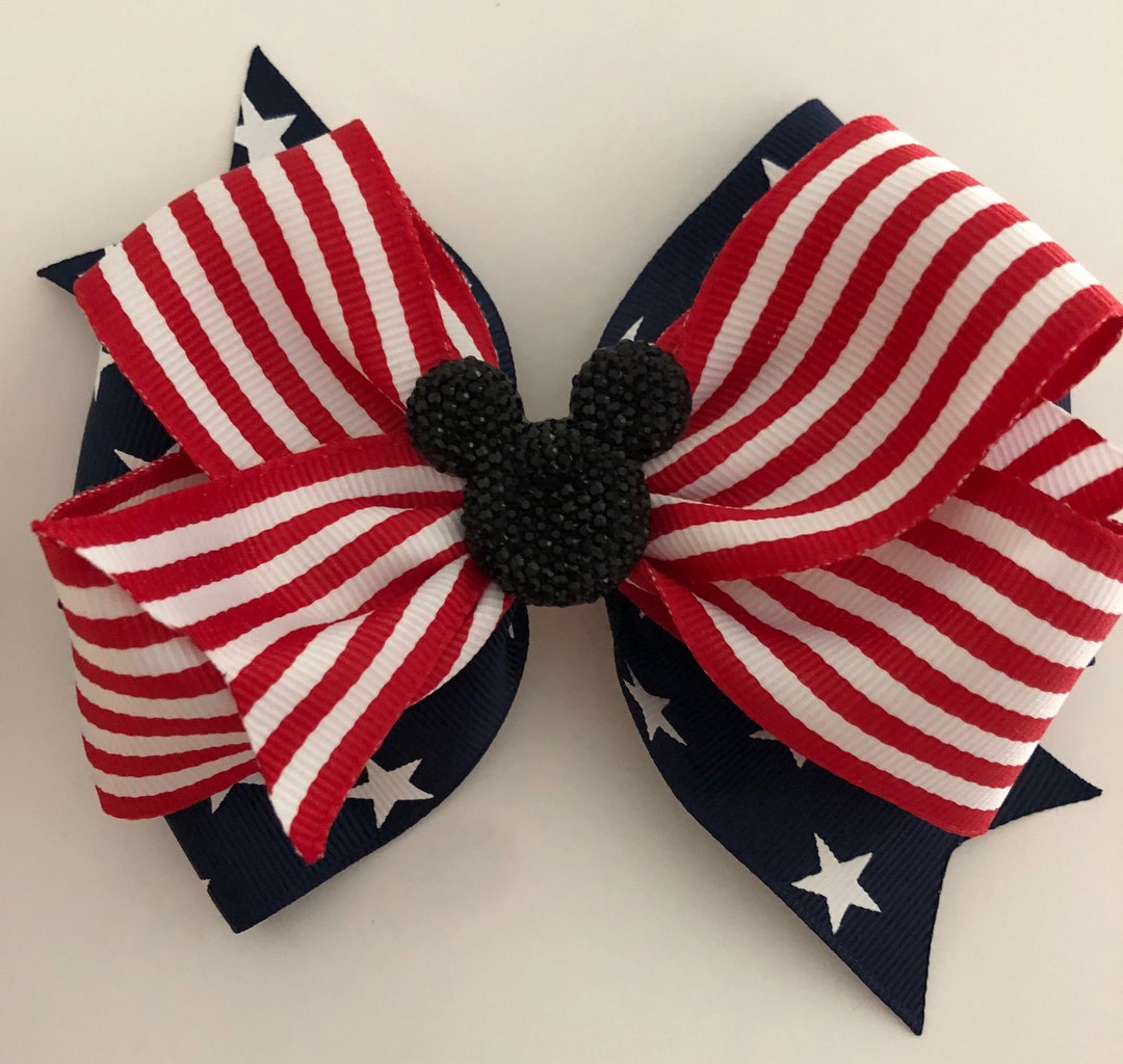 Red White Blue Mickey Mouse Bow Stripes and Stars Mickey Mouse Bow ...