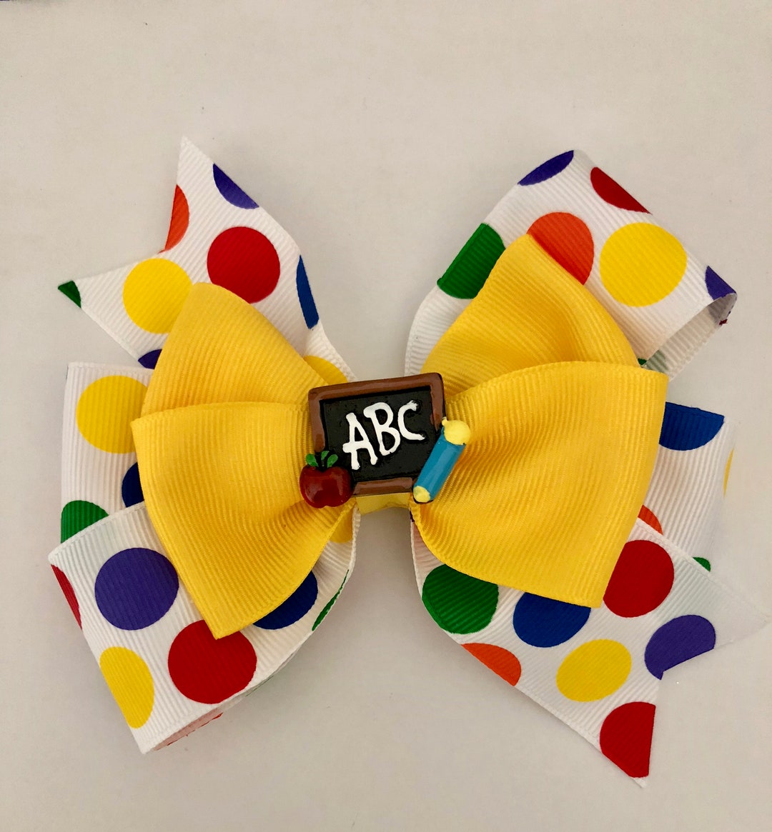 Back to School Bow Kindergarten Bow ABC Hair Bow Primary Hair Bow ...