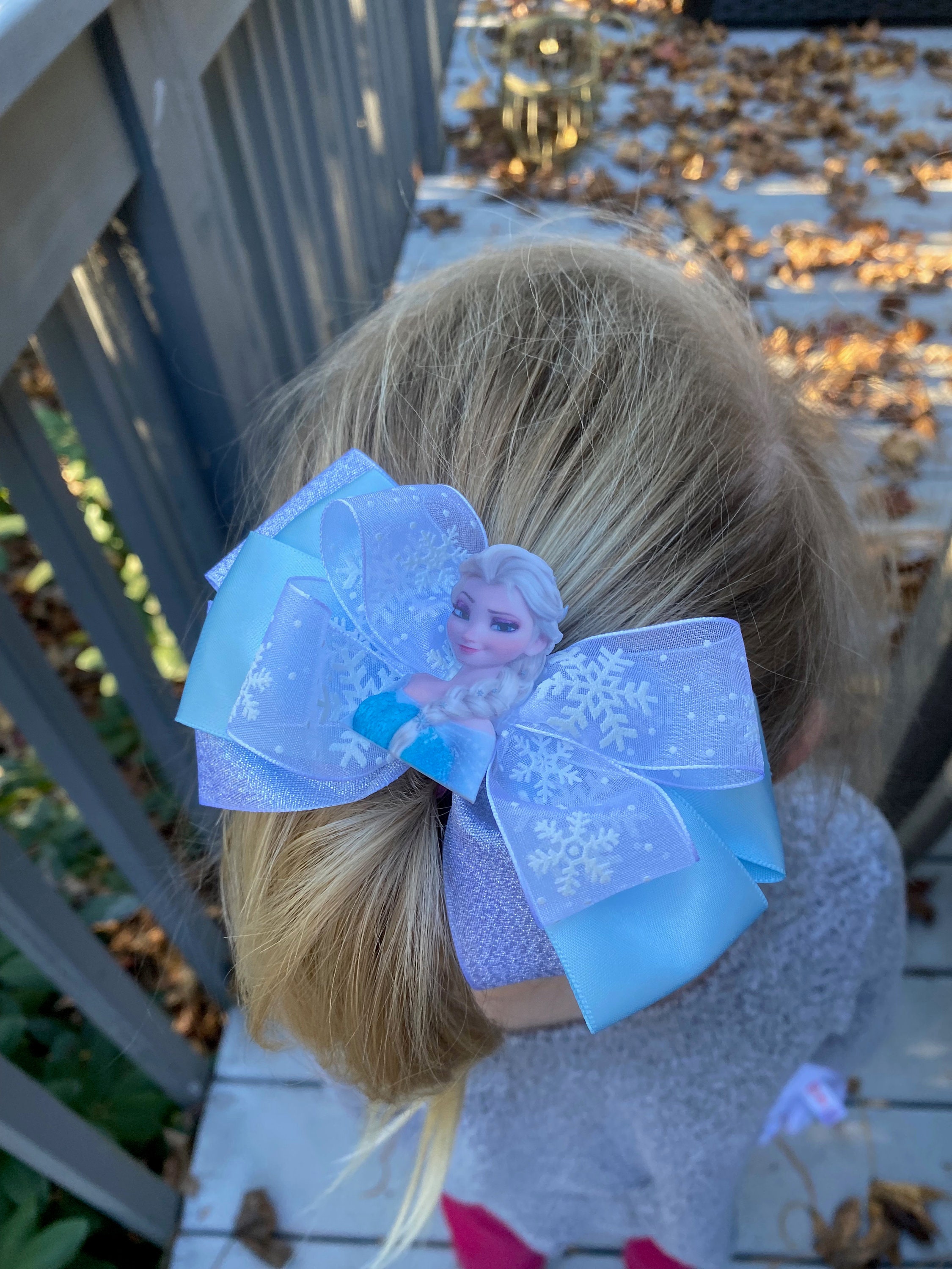 Frozen Hair Bow Elsa Hair Bow Frozen Bow With Sheer Snowflake Ribbon ...