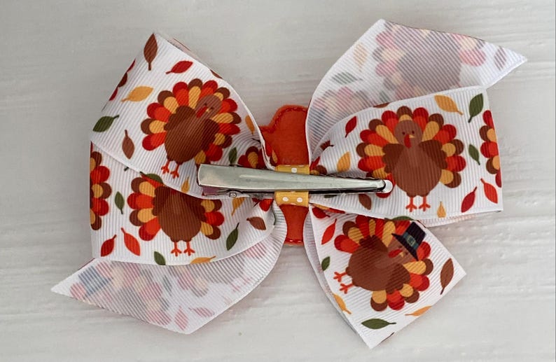 Thanksgiving Hair Bow Colorful Turkey Bow With Glittery Turkey Center ...