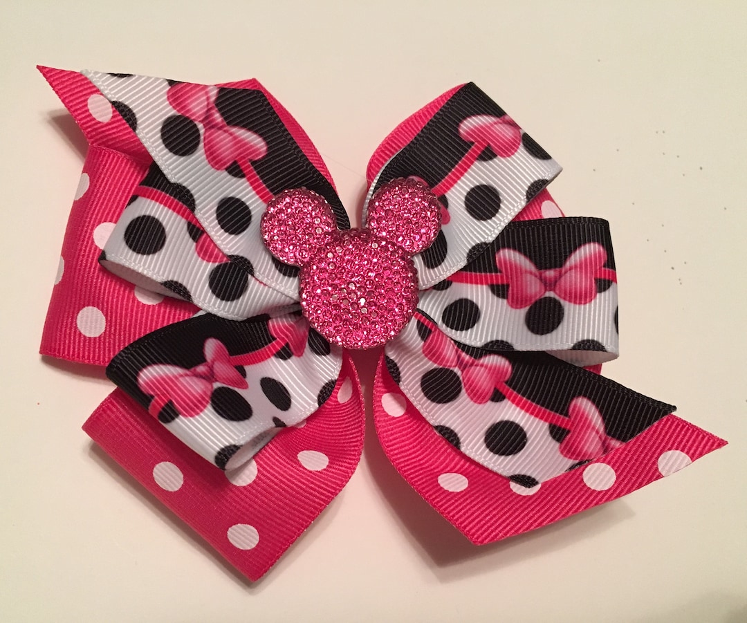 Pink Polka Dot Minnie Mouse Bow Pink Minnie Bow Pinkj and Black Minnie ...