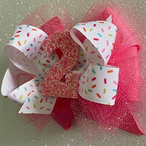 Hot Pink Sparkly Birthday Bow Hot Pink Confetti Bow Birthday Party Bow ...