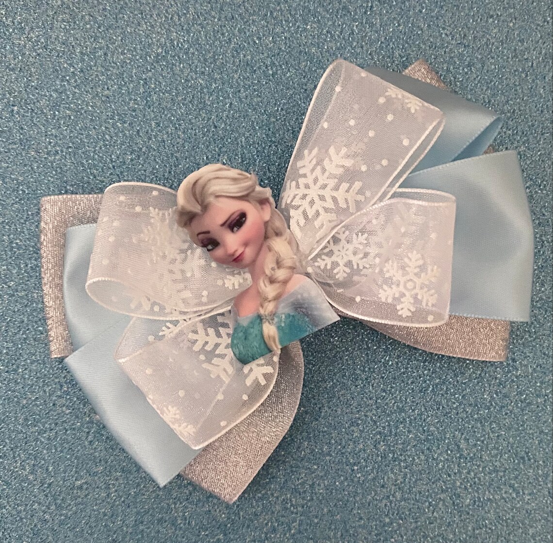 Frozen Hair Bow Elsa Hair Bow Frozen Bow With Sheer Snowflake Ribbon ...