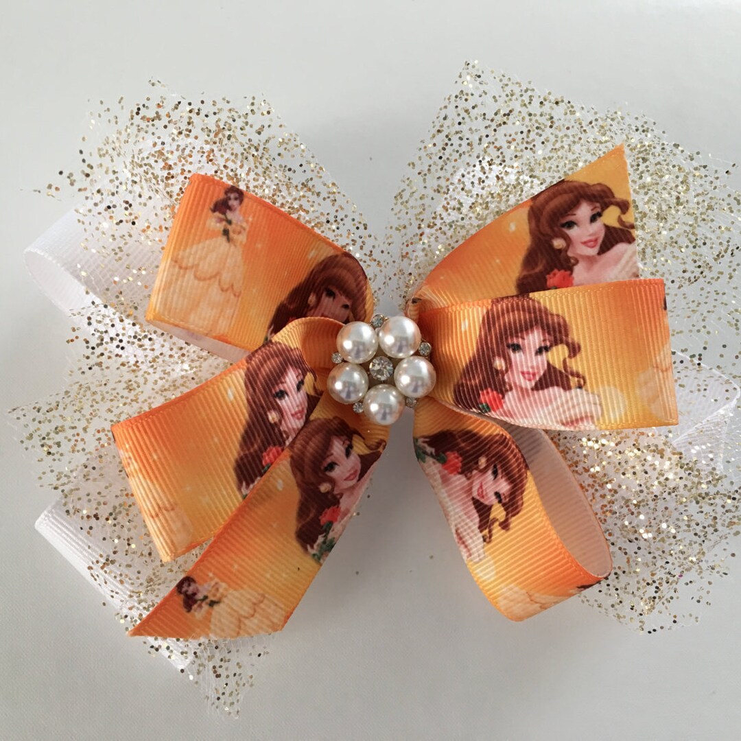 Belle Hair Bow Beauty and the Beast Bow Princess Belle Bow Disney ...