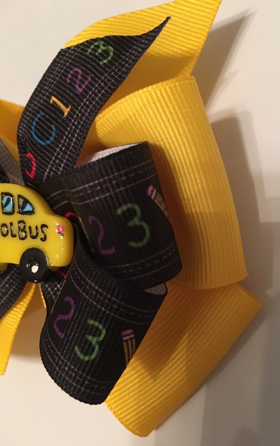 Back to School Bow School Bus Bow ABC Hair Bow School Hair Bow Yellow ...