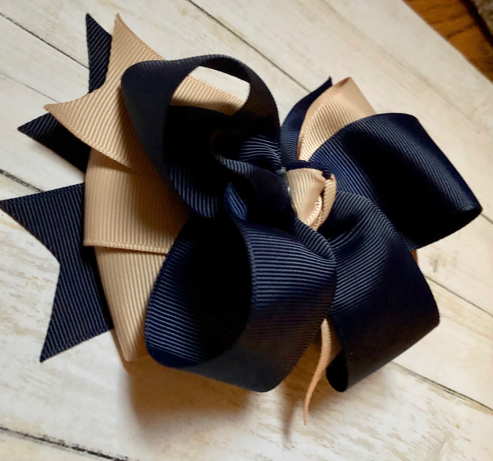 School Uniform Bow School Spirit Bow Back to School Bow Navy and Tan ...