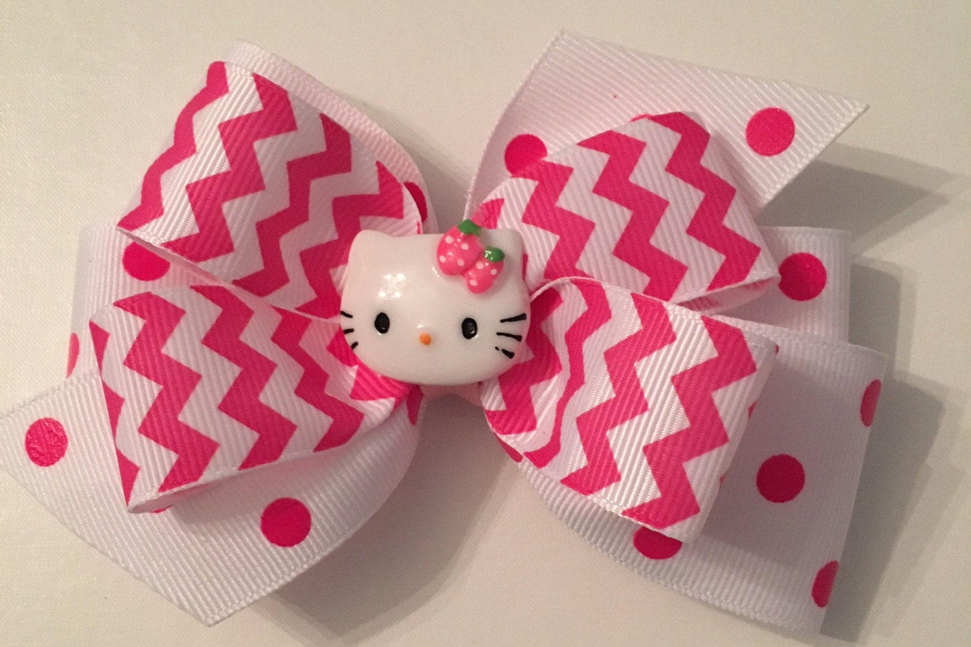 Hello Kitty Hair Bow Hello Kitty Bow Pink Chevron Hello Kitty | Etsy
