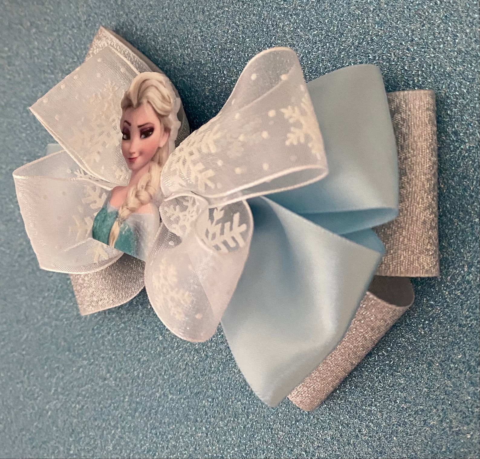 Frozen Hair Bow Elsa Hair Bow Frozen Bow With Sheer Snowflake Ribbon ...