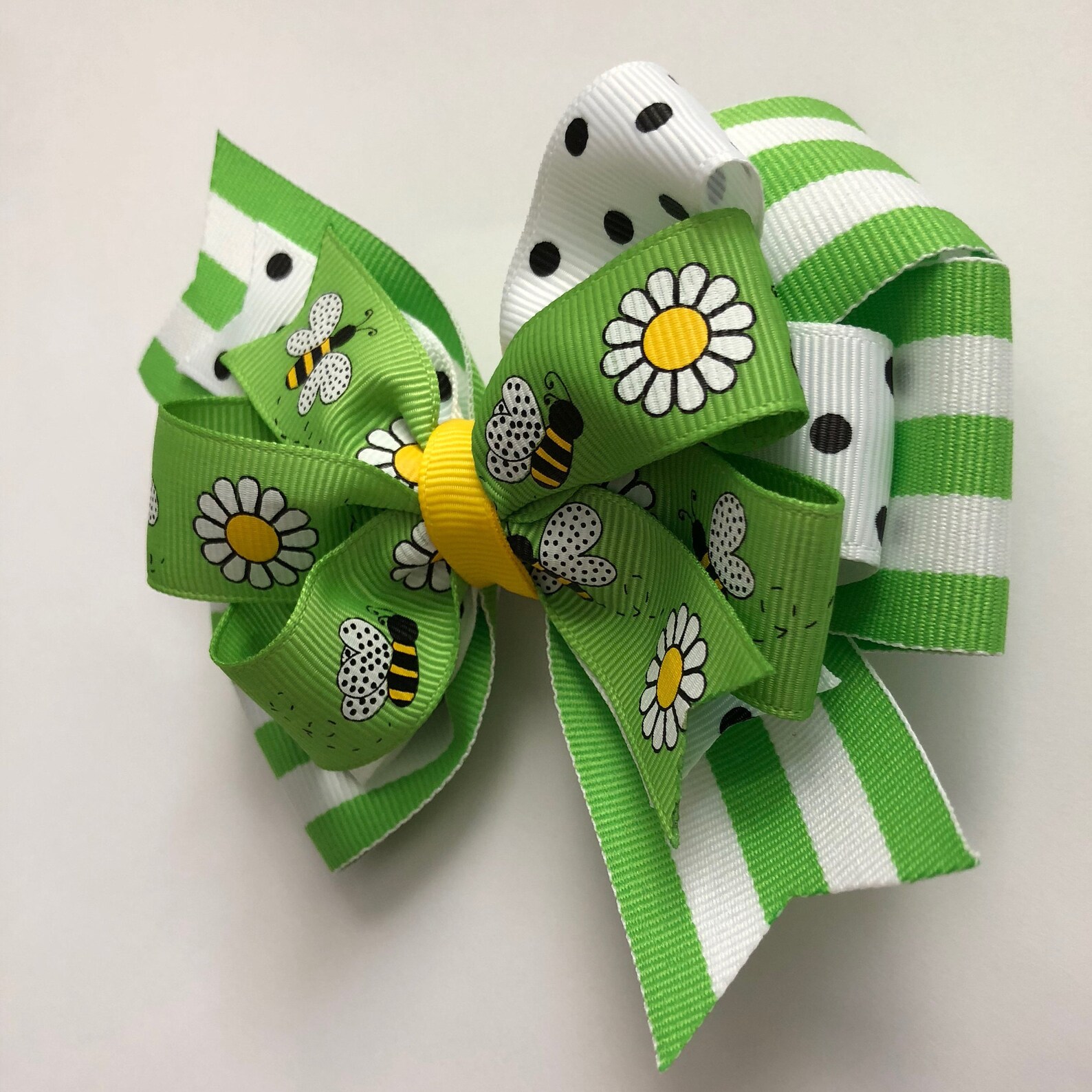Lime Green Bee Hair Bow Bumble Bee Bow Daisy and Bee Bow Green and ...