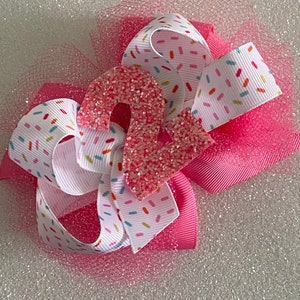 Hot Pink Sparkly Birthday Bow Hot Pink Confetti Bow Birthday Party Bow ...