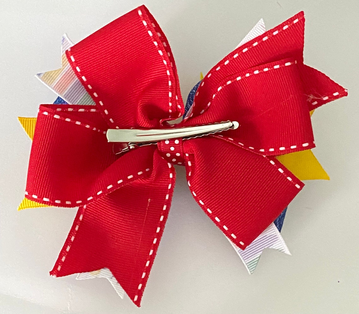 Colorful School Bow With Seven Kinds of Ribbon Back to School Bow ...