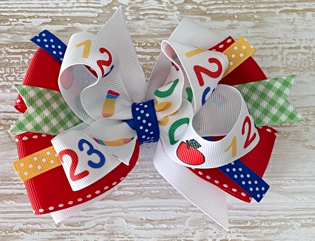 Colorful Back to School Bow Kindergarten Bow First Grade Bow With ...
