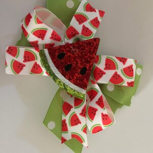 Watermelon Hair Bow Watermelon Bow Red Watermelon Bow Glittery ...