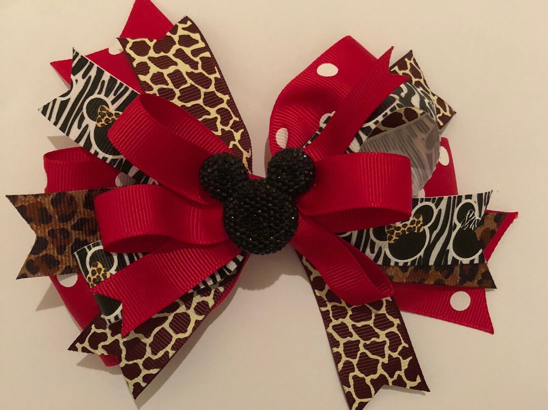 Minnie Mouse Safari Bow Minnie Safari Bow Red and Black Minnie Bow Red ...