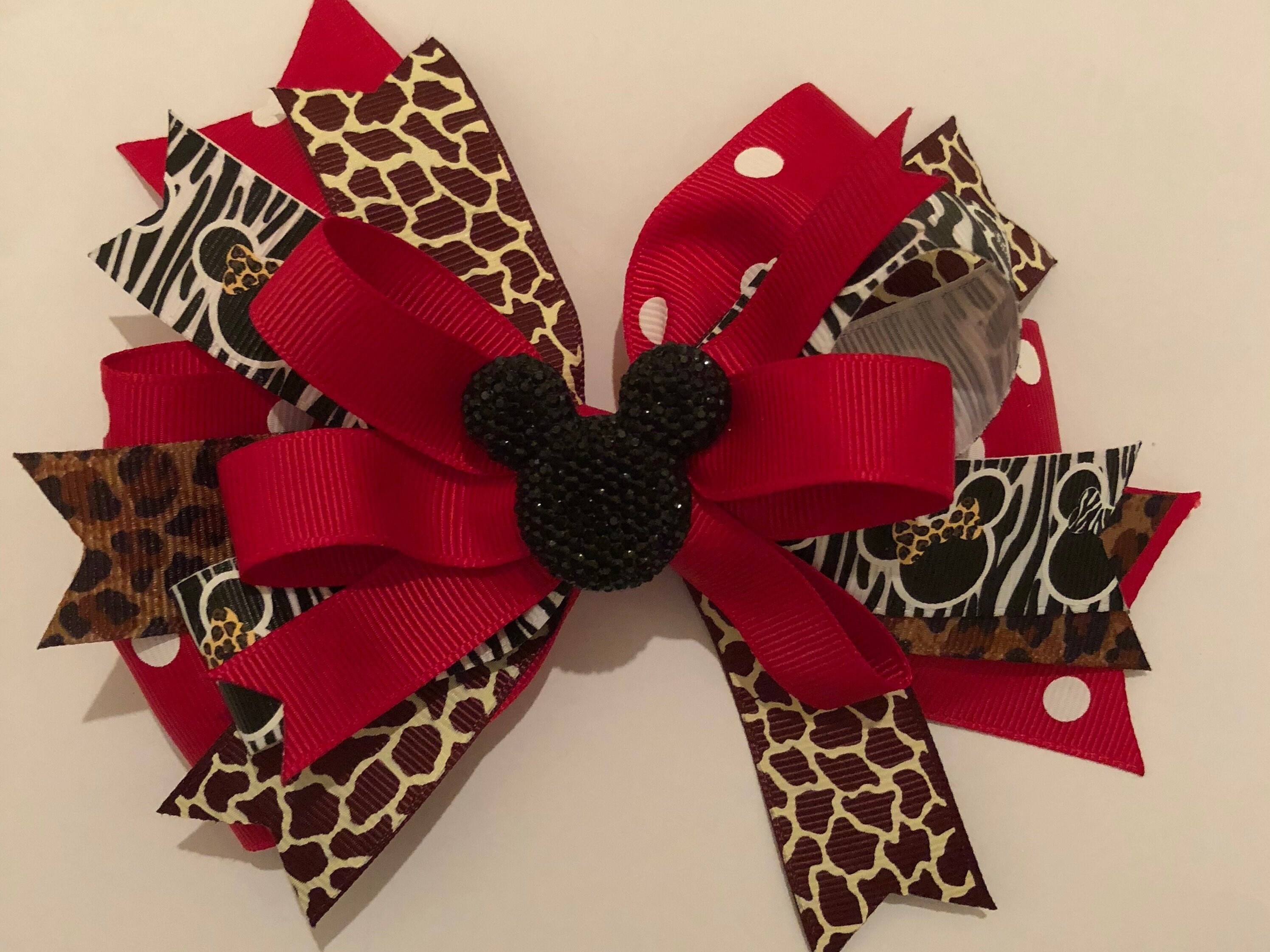 Minnie Mouse Safari Bow Minnie Safari Bow Red and Black Minnie | Etsy