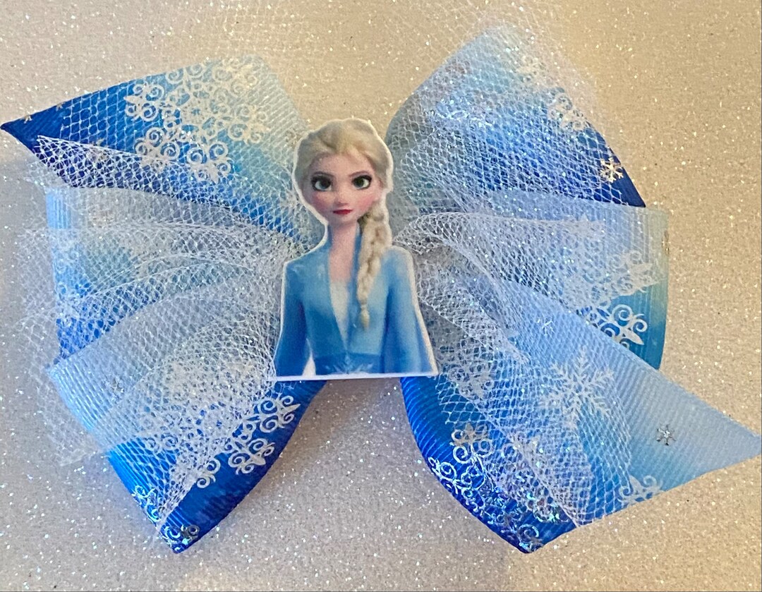 Elsa Hair Bow Frozen Hair Bow Blue Elsa Bow With Snowflakes Snowflake ...