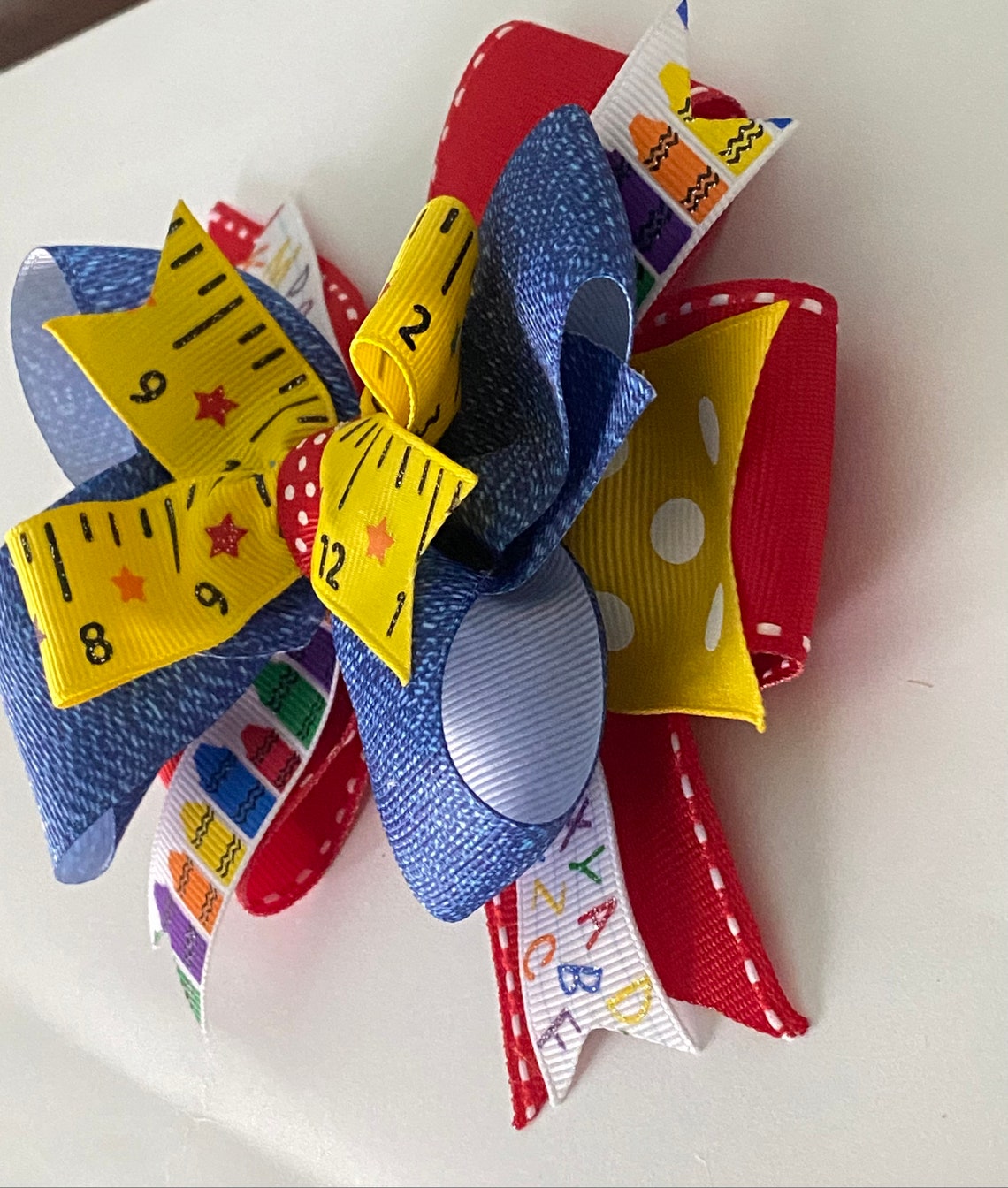 Colorful School Bow With Seven Kinds of Ribbon Back to School Bow ...