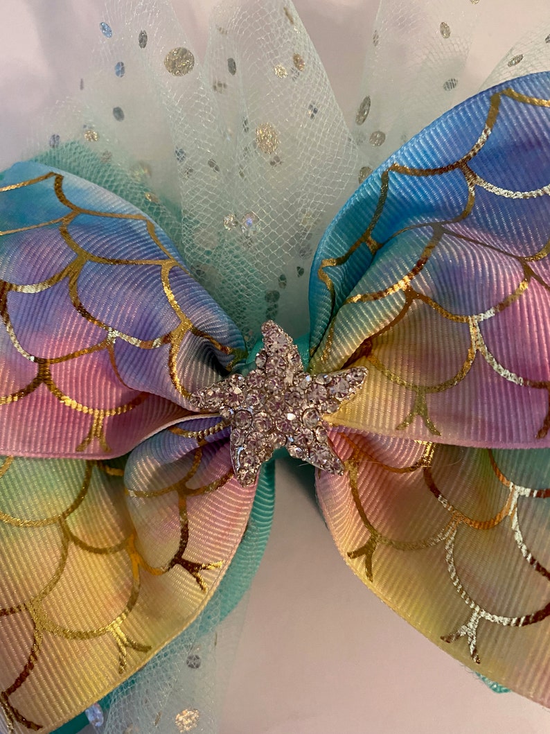 Jumbo Little Mermaid Bow Jumbo Mermaid Bow With Glittery Tulle Mermaid ...