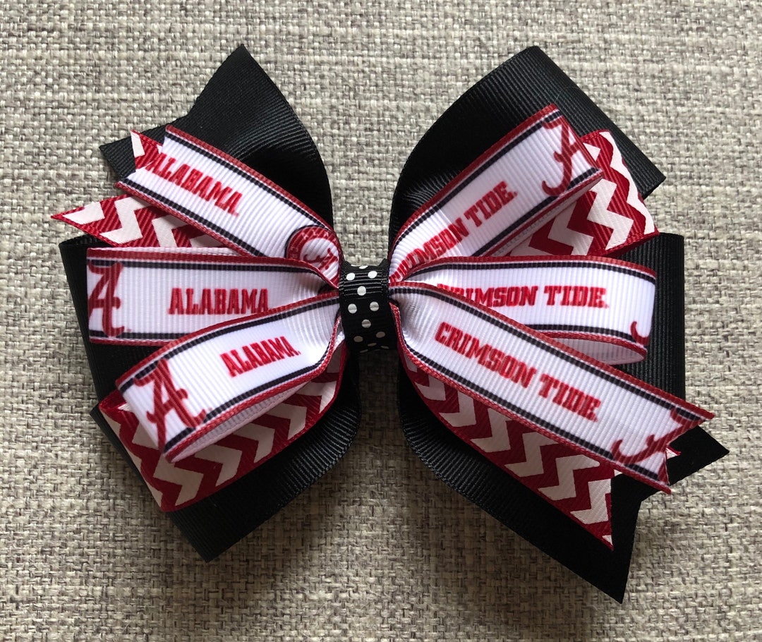 Alabama Hair Bow Crimson Tide Bow Roll Tide Bow Black and Crimson Bow ...