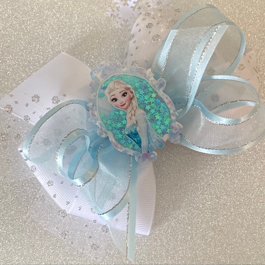 Frozen Hair Bow Disney's Frozen Bow Elsa Silver and White - Etsy