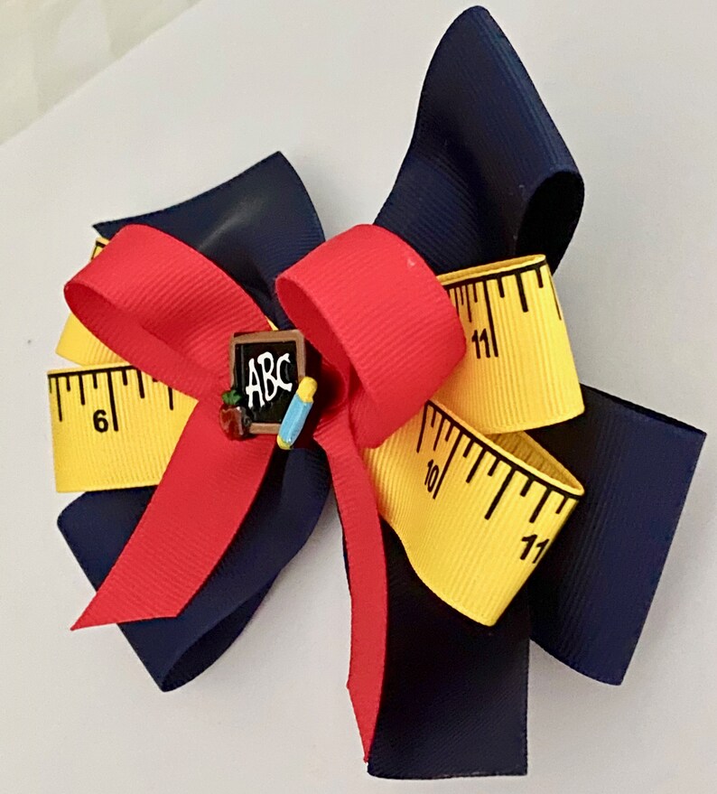 School Days Hair Bow Back to School Bow School Bus Bow Ruler - Etsy