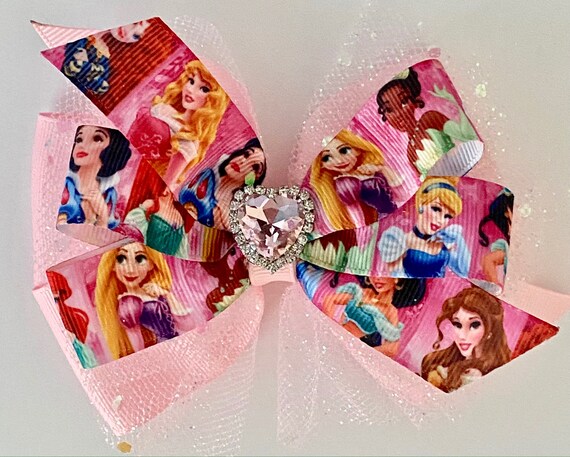 Princess Collection Hair Bow Pink Princess Bow With Sparkly | Etsy
