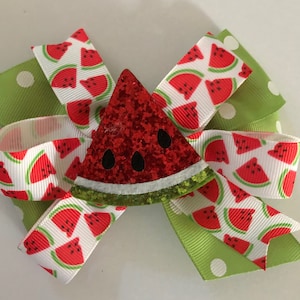 Watermelon Hair Bow Watermelon Bow Red Watermelon Bow Glittery ...