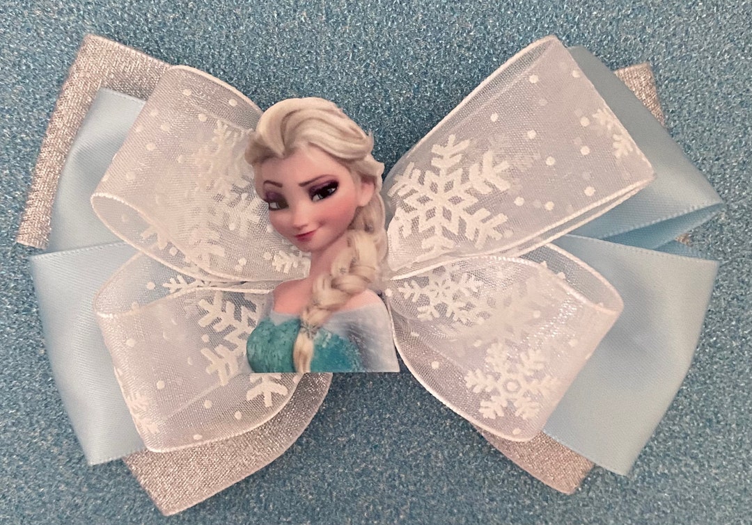 Frozen Hair Bow Elsa Hair Bow Frozen Bow With Sheer Snowflake Ribbon ...