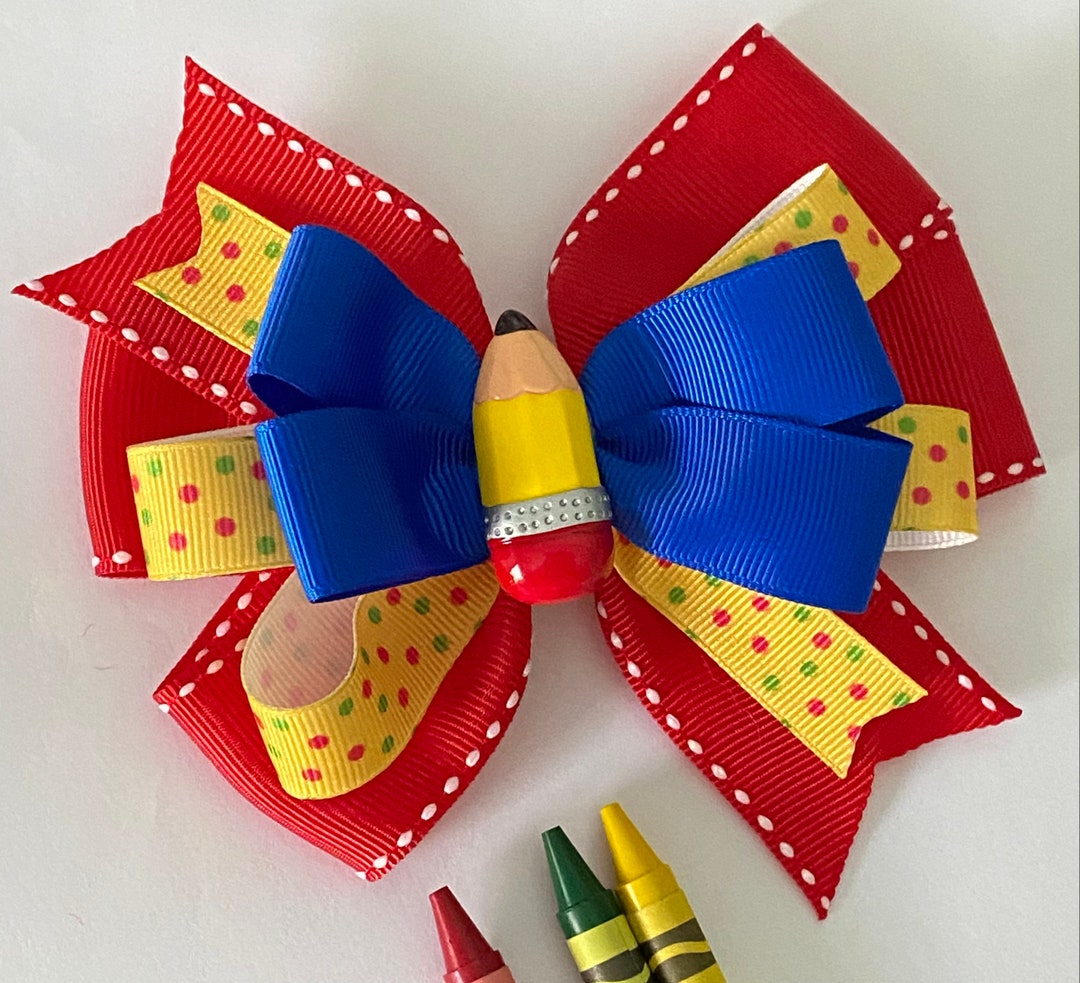Back to School Bow Primary Colored School Bow First Day of School Bow ...