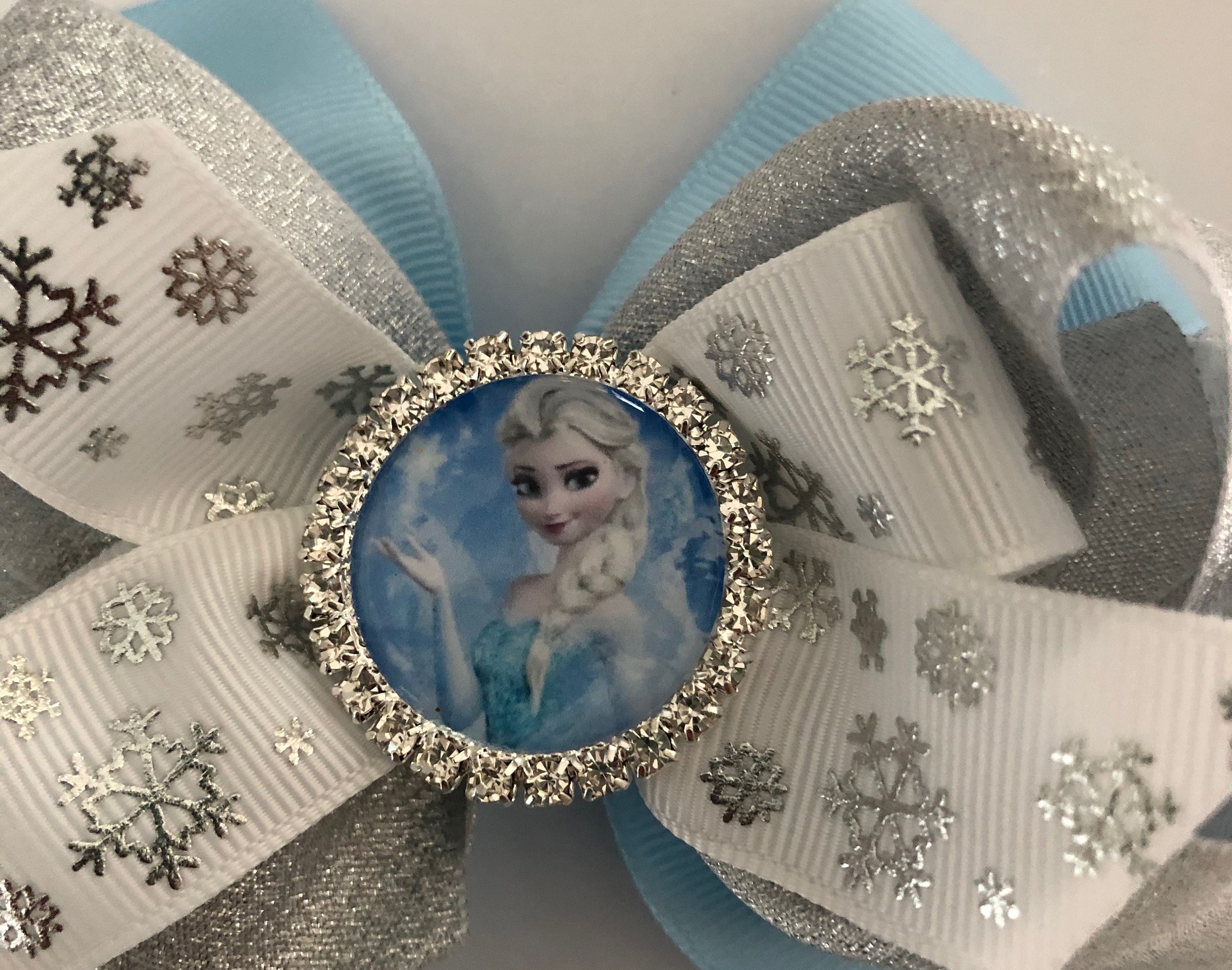 Elsa Hair Bow Frozen Hair Bow Light Blue and Silver Elsa Bow Disney ...