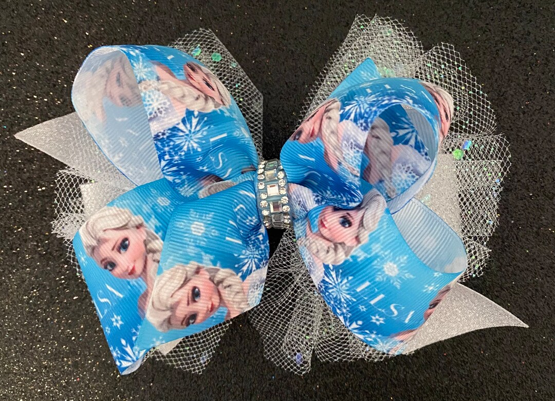 Elsa Hair Bow Frozen Hair Bow Blue Elsa Bow Disney Princess Bow Elegant ...