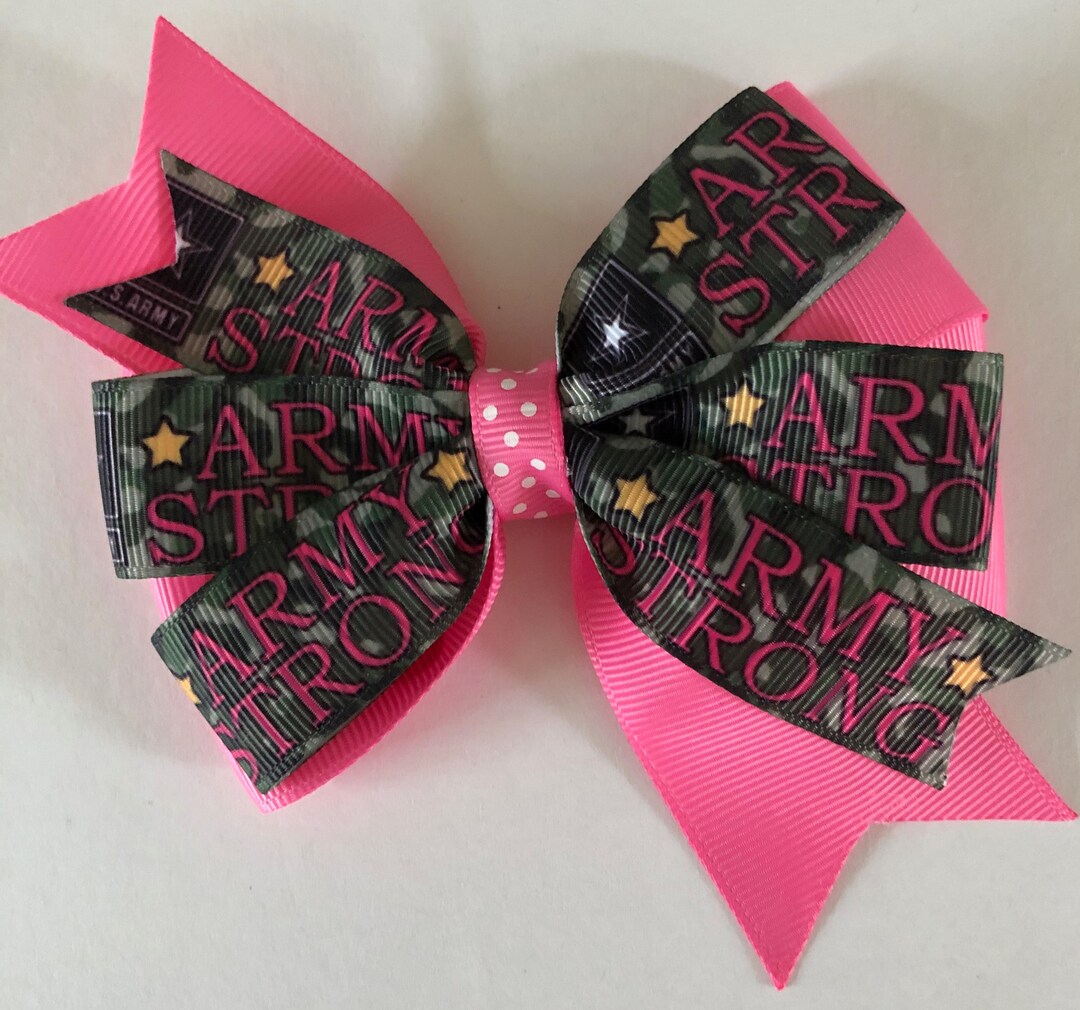 US Army Hair Bow Army Strong Hair Bow Pink Army Bow Camouflage Army Bow ...